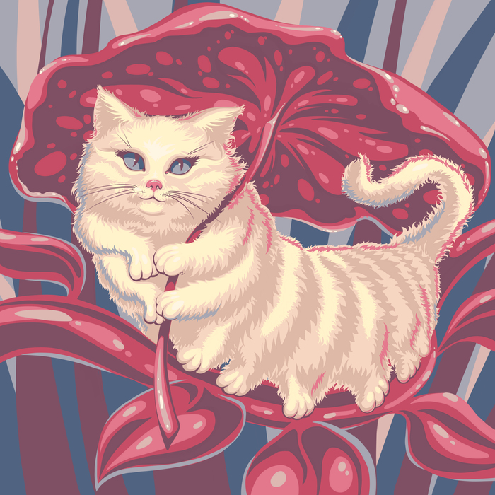 Иллюстрация Котогусеница в стиле 2d, cg, декоративный