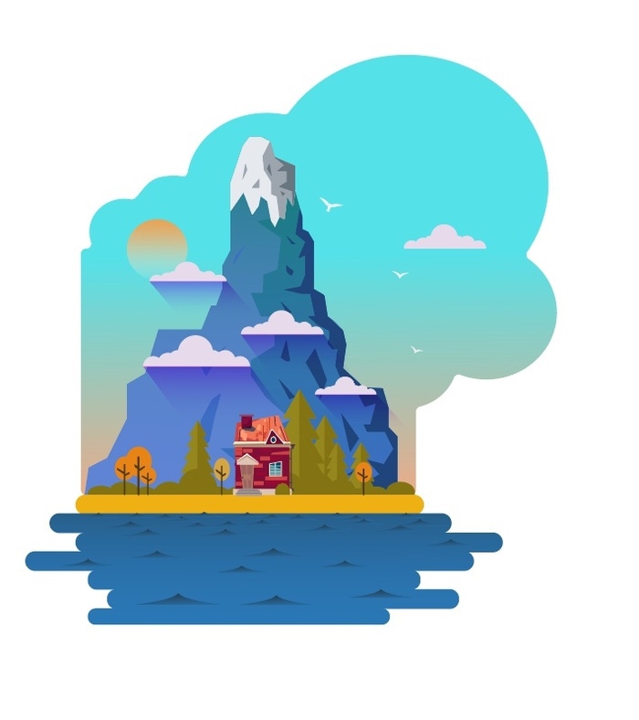 Иллюстрация пейзаж в стиле 2d | Illustrators.ru