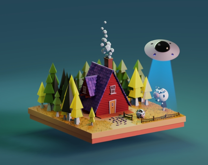 Иллюстрация Mystery house в стиле 3d, cg, game dev