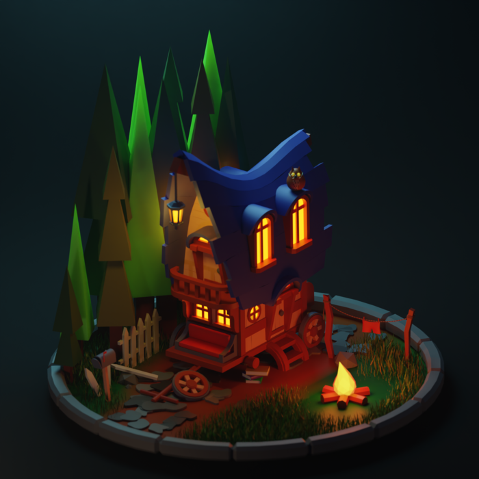 Иллюстрация Cozy wagon в стиле 3d, cg, game dev | Illustrators.ru