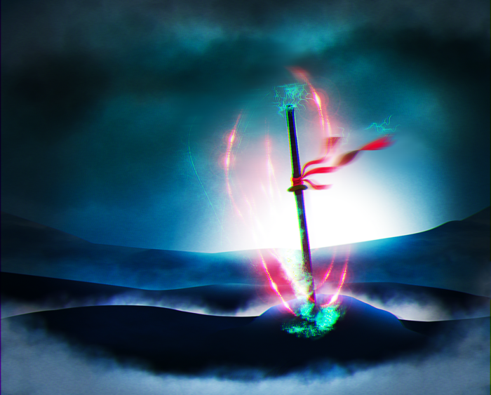 Иллюстрация Lone Hero Sword. в стиле компьютерная графика