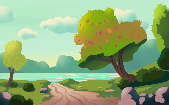 Иллюстрация пейзаж в стиле 2d | Illustrators.ru