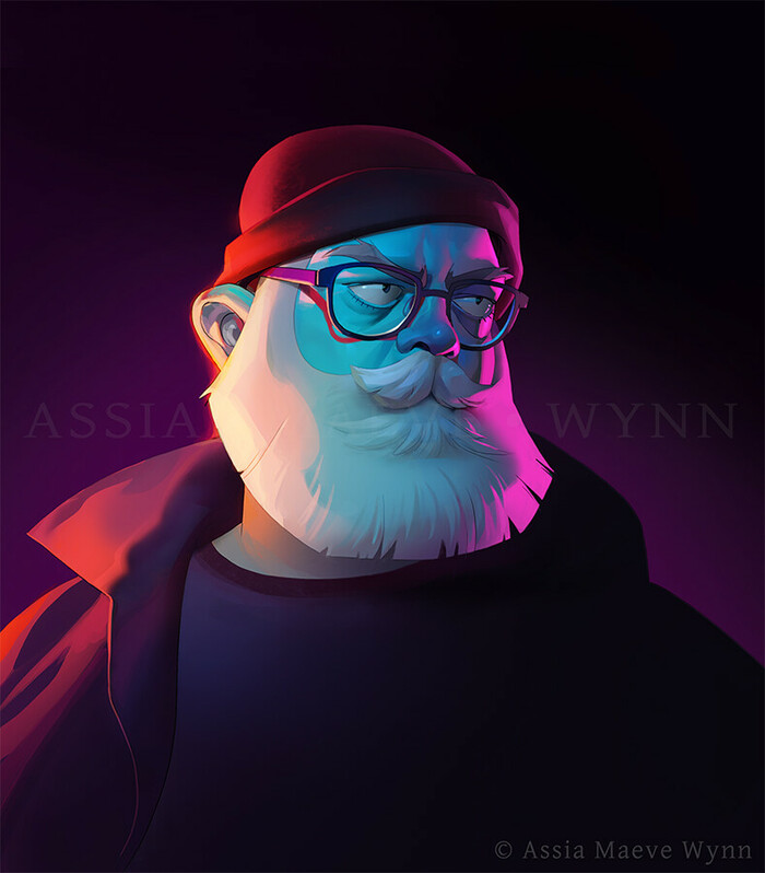 Иллюстрация Neon beard в стиле 2d, cg, game dev | Illustrators.ru