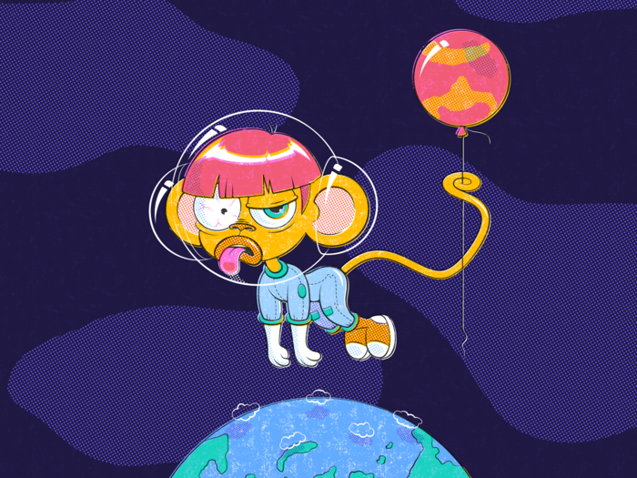 Иллюстрация Monkey from Mars в стиле 2d, персонажи, поп-арт