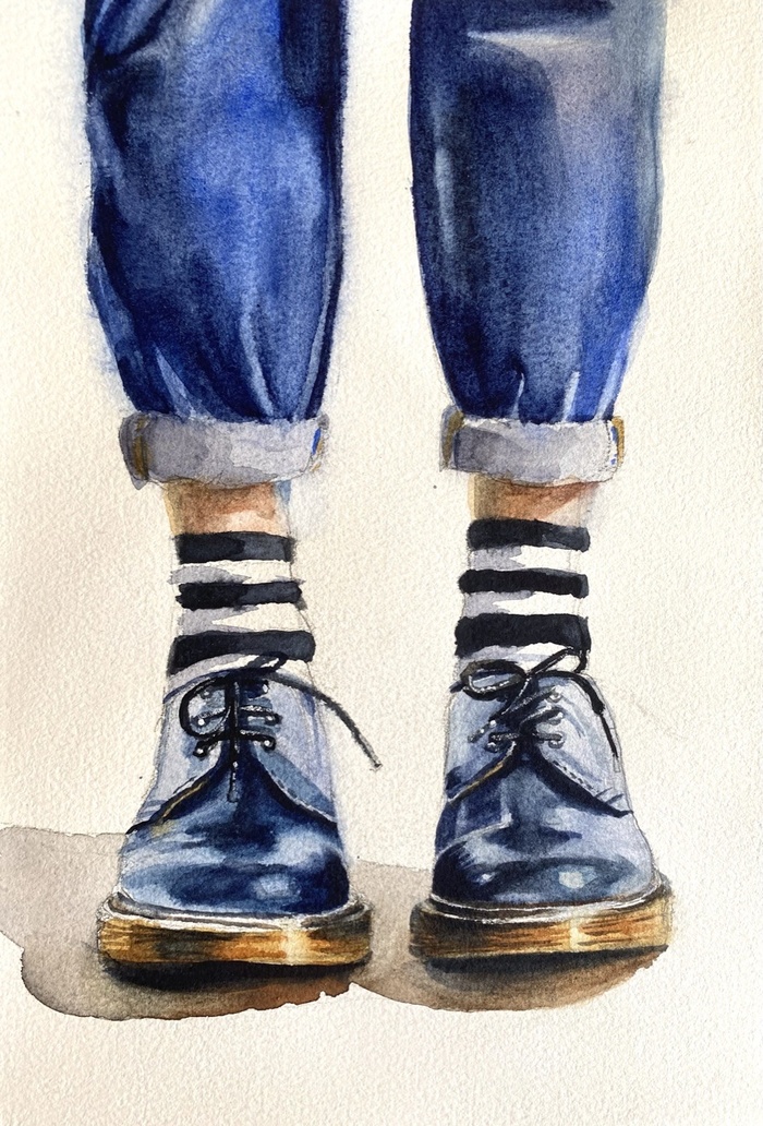 Иллюстрация Ботинки. Акварель | Illustrators.ru