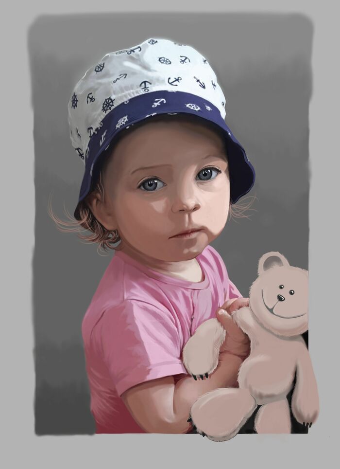 Иллюстрация Девочка и медведь | Illustrators.ru