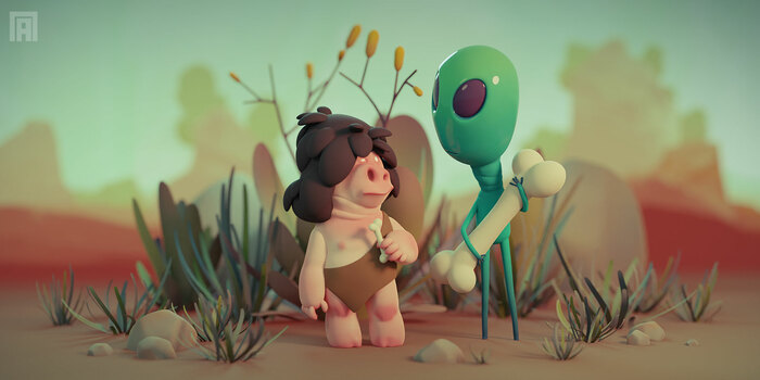 Иллюстрация Происхождение человека. в стиле 3d | Illustrators.ru