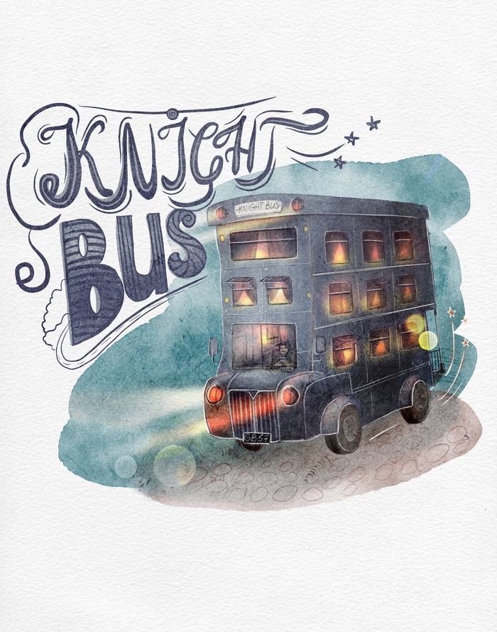 Иллюстрация Knight Bus, Harry Potter univers в стиле компьютерная