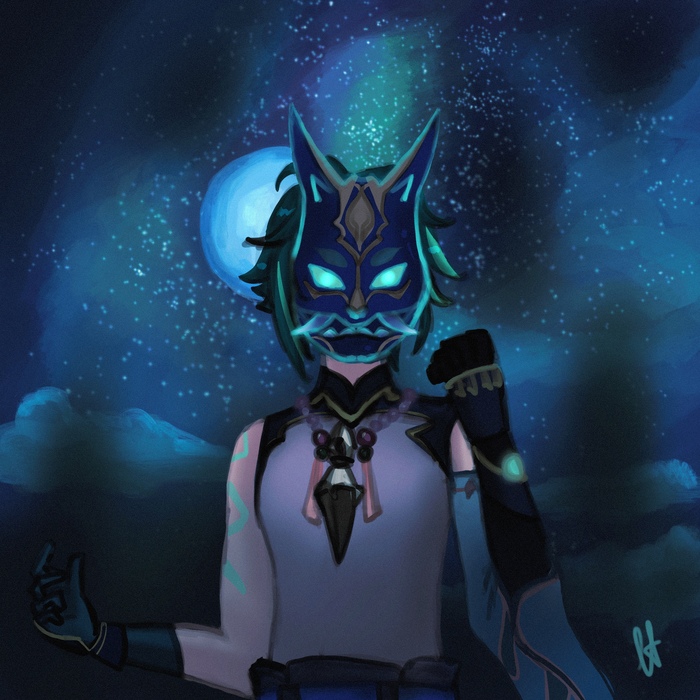 Иллюстрация Adept Xiao в стиле 2d, компьютерная графика