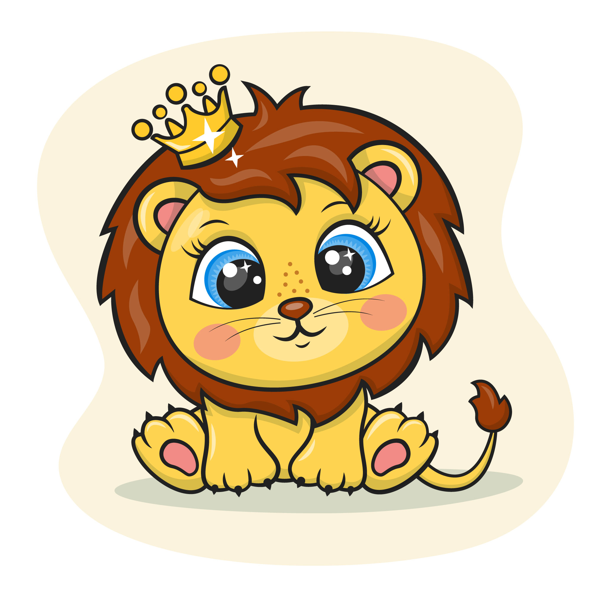 Иллюстрация Львёнок в стиле 2d, детский, персонажи