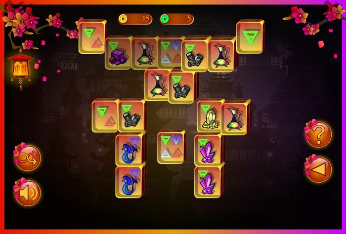 Иллюстрация Mahjong (interface) в стиле 2d, cg, game dev