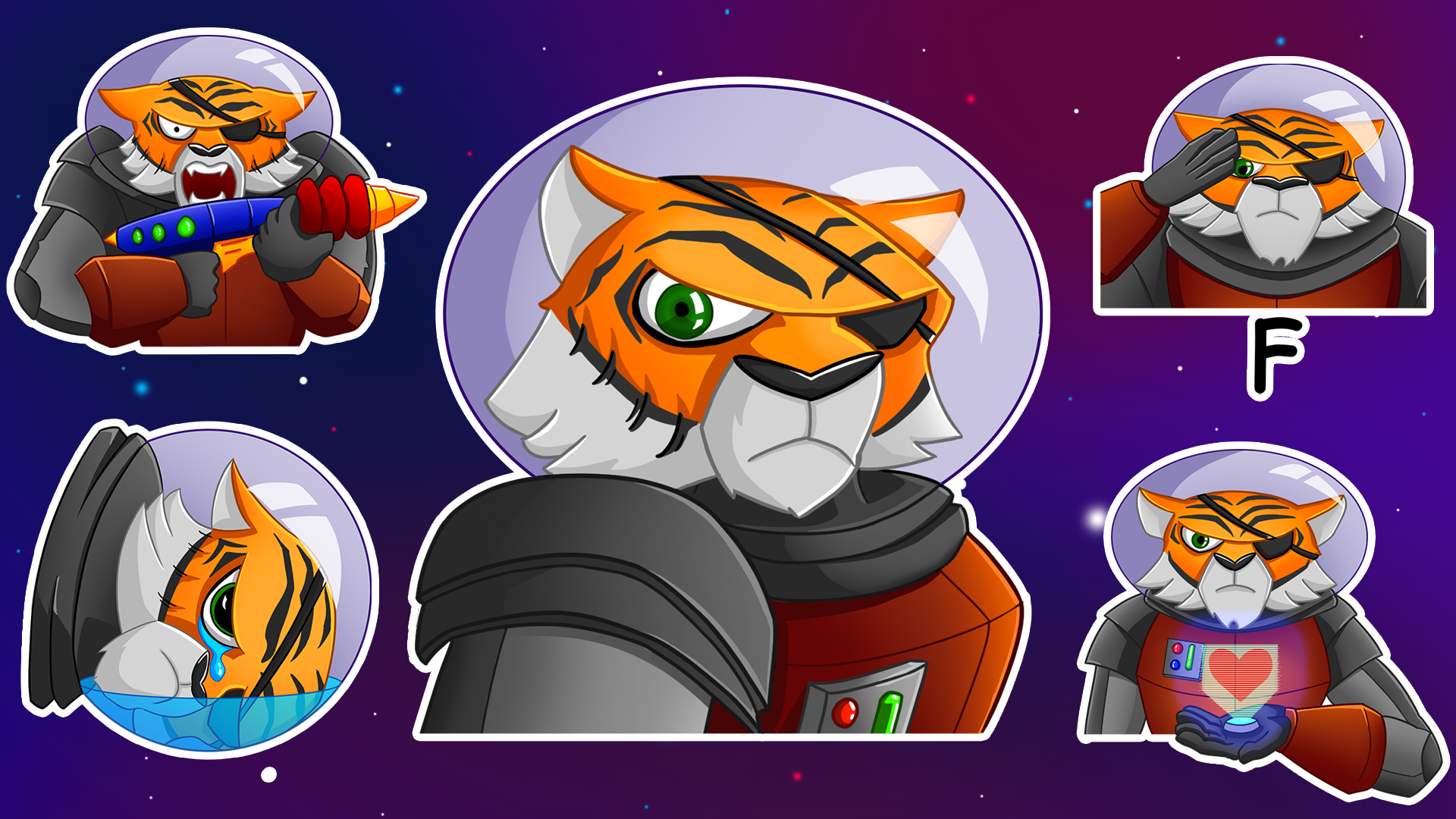 Иллюстрация Космический герой-тигр в стиле персонажи