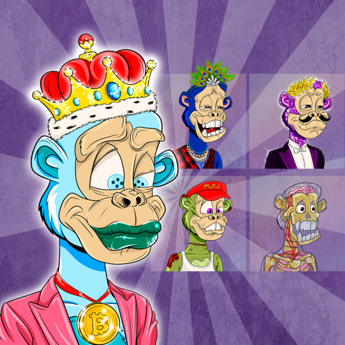 Иллюстрация NFT проект "Big Brain Ape Club" в стиле 2d,