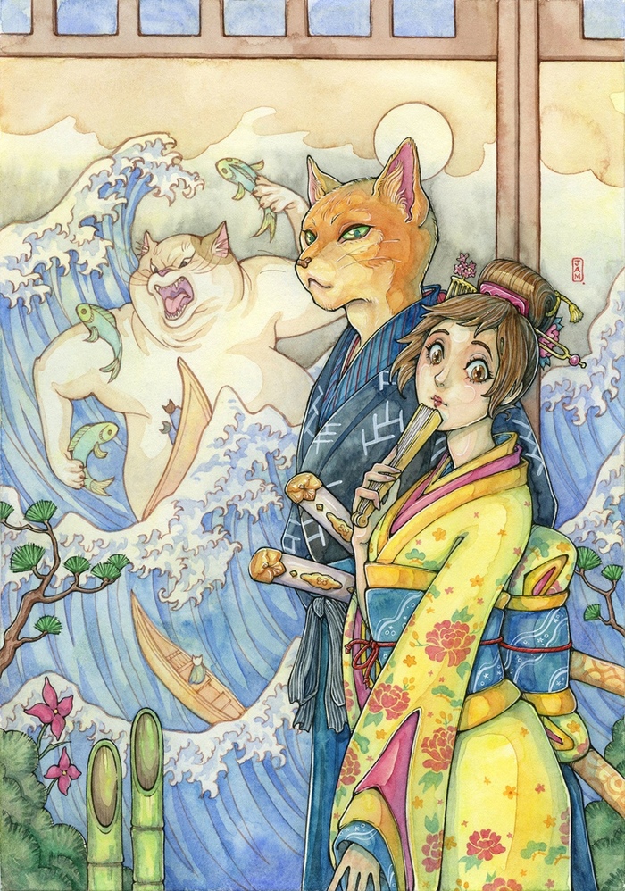 Иллюстрация Neko No Ongaeshi в стиле персонажи | Illustrators.ru