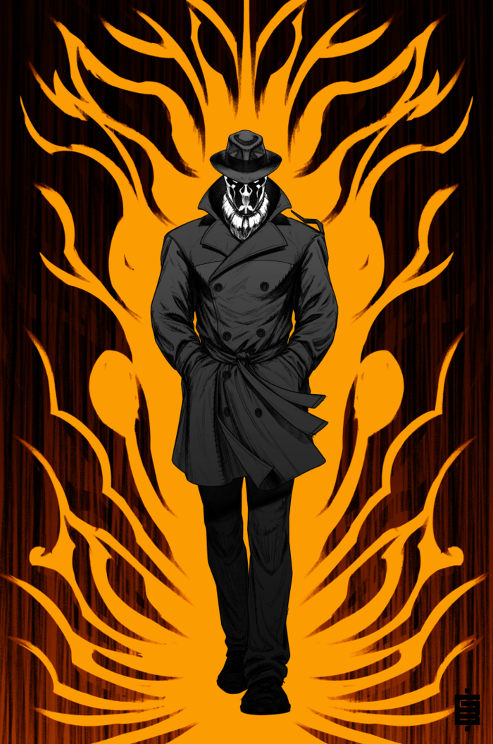 Иллюстрация RORSCHACH | Walter Kovacs в стиле 2d, комикс,