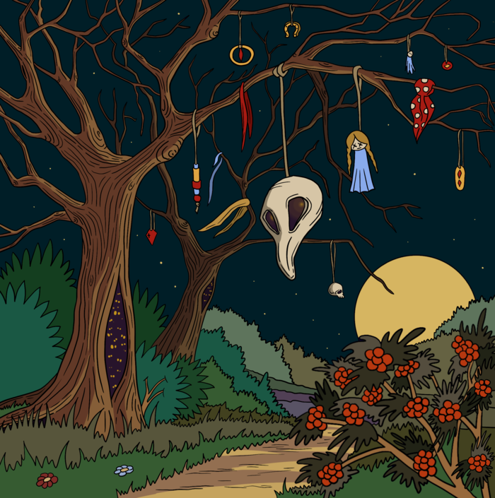 Иллюстрация На ветвях в стиле компьютерная графика