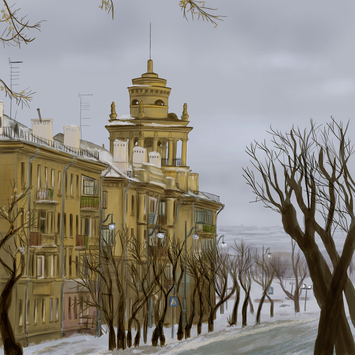 Иллюстрация Декабрь. Календарь с башнями. в стиле 2d, другое,