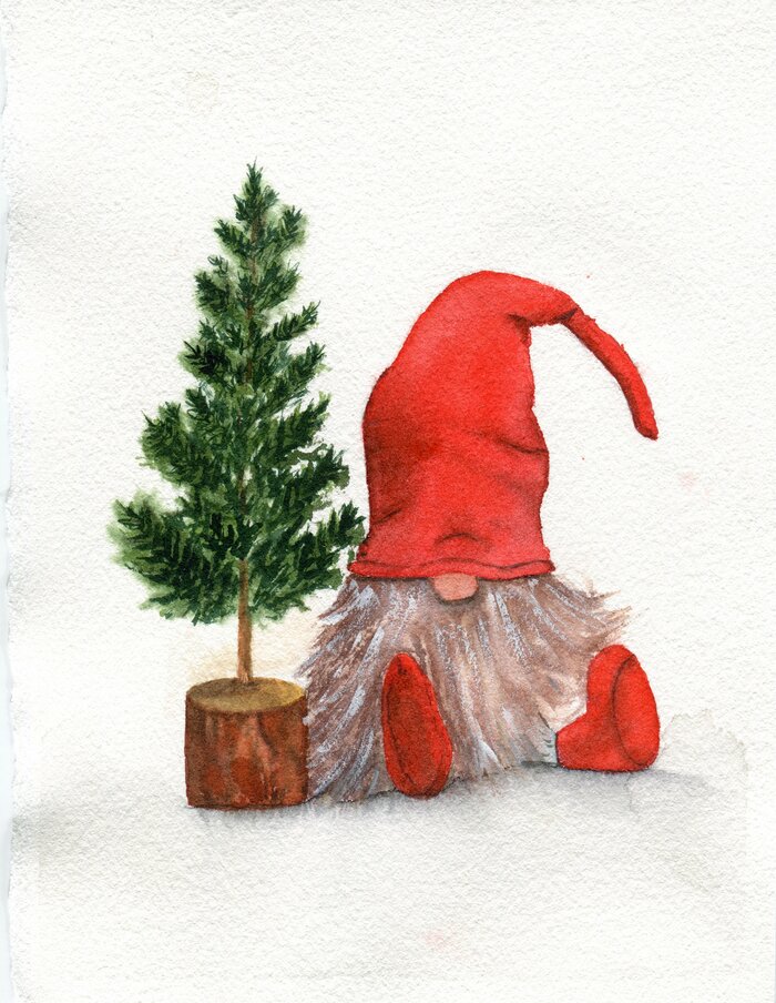 Иллюстрация Новогодний гномик в стиле персонажи | Illustrators.ru