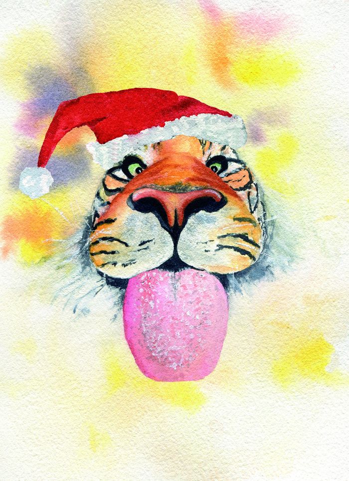 Иллюстрация Новогодний персонаж тигр в стиле 2d, детский, реклама