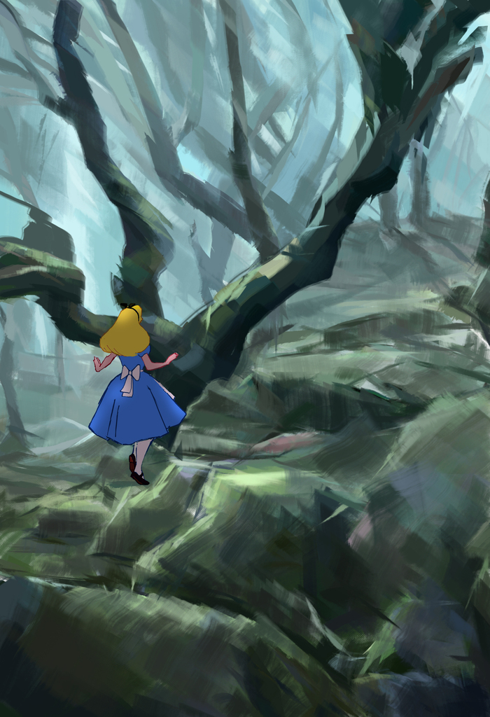 Иллюстрация Alice in the forest в стиле 2d | Illustrators.ru