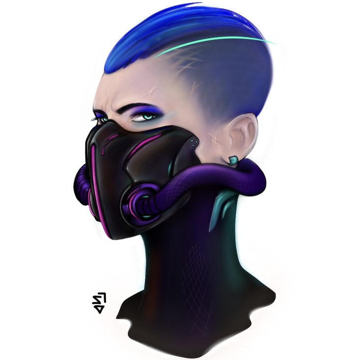 Иллюстрация Cyber tenji в стиле 3d, кибер панк, персонажи