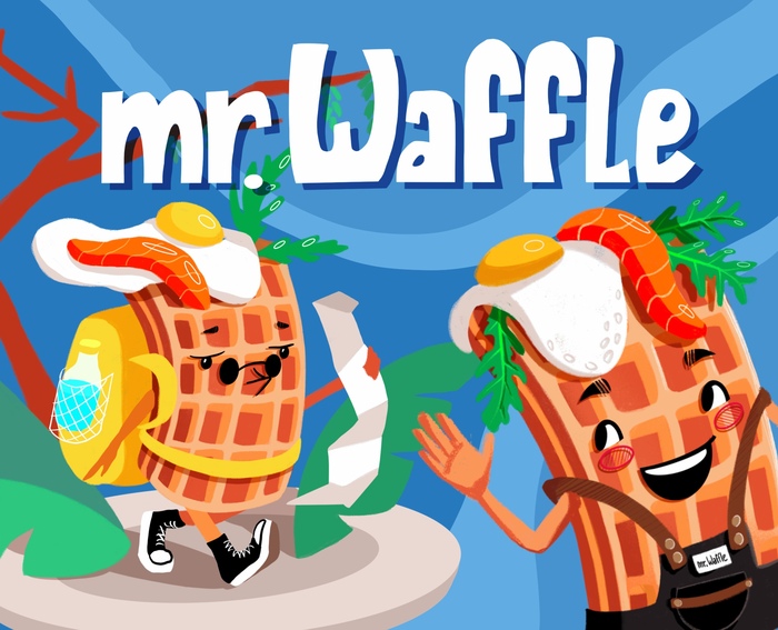 Иллюстрация Mr.Waffle в стиле 2d, компьютерная графика, персонажи