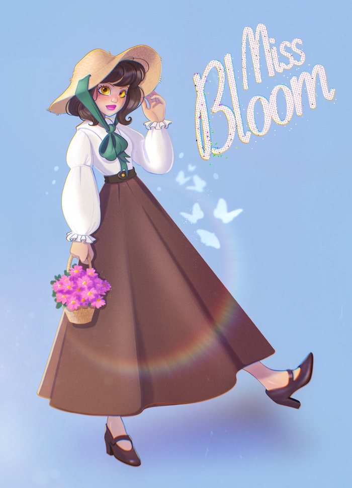 Иллюстрация Miss Bloom в стиле книжная графика | Illustrators.ru