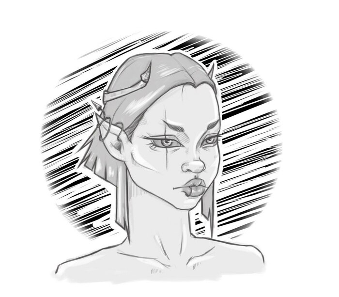 Иллюстрация Dark Elf в стиле скетчи | Illustrators.ru