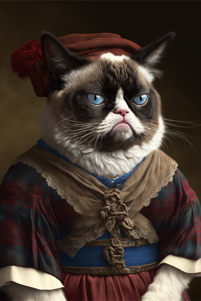 Иллюстрация grumpy cat в стиле компьютерная графика