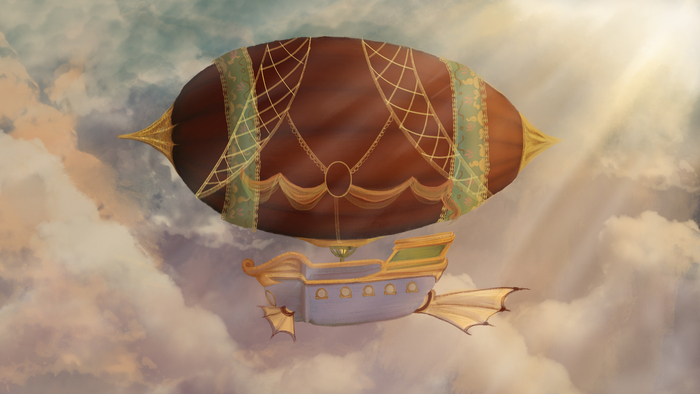 Иллюстрация Airship в стиле 2d, компьютерная графика