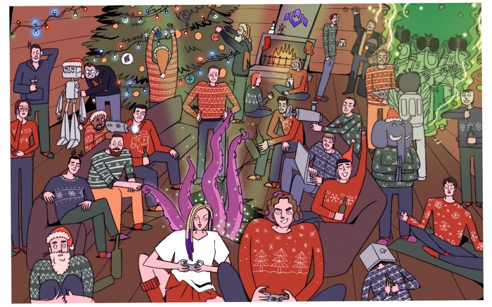 Иллюстрация Новогодняя иллюстрация, подарок для коллег) в стиле