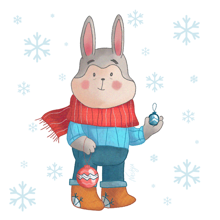 Иллюстрация новый год в стиле детский, персонажи | Illustrators.ru