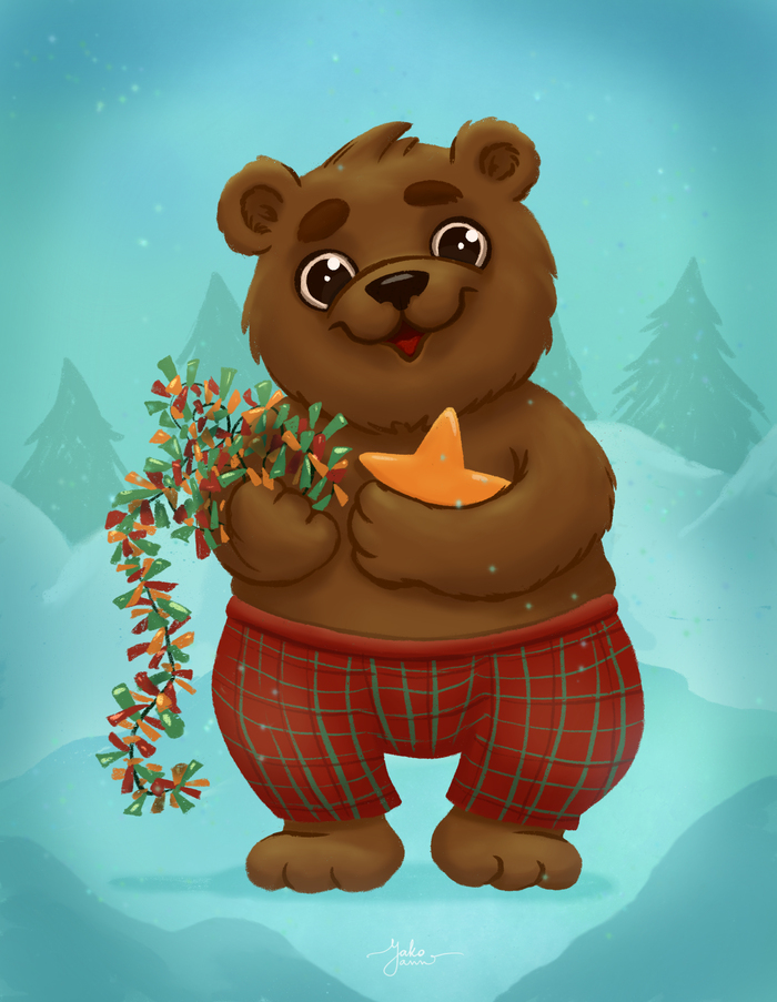 Иллюстрация Новогодний персонаж в стиле игрушки | Illustrators.ru