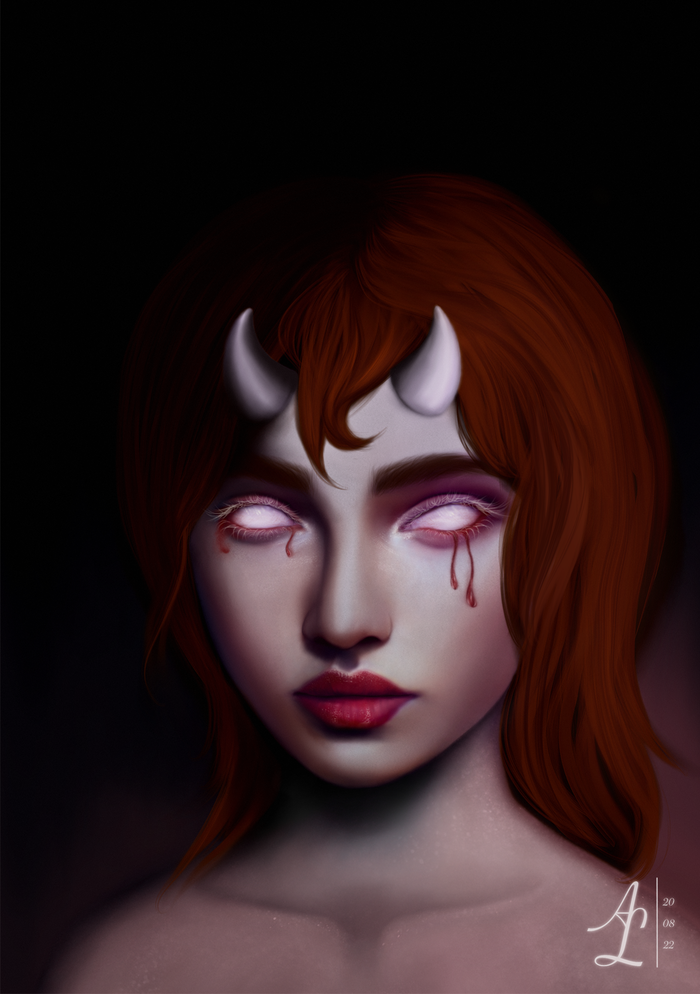 Иллюстрация Girl with bloody tears | Illustrators.ru