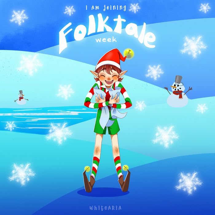 Иллюстрация Эльф "К Санта Клаусу на Рождество" в стиле