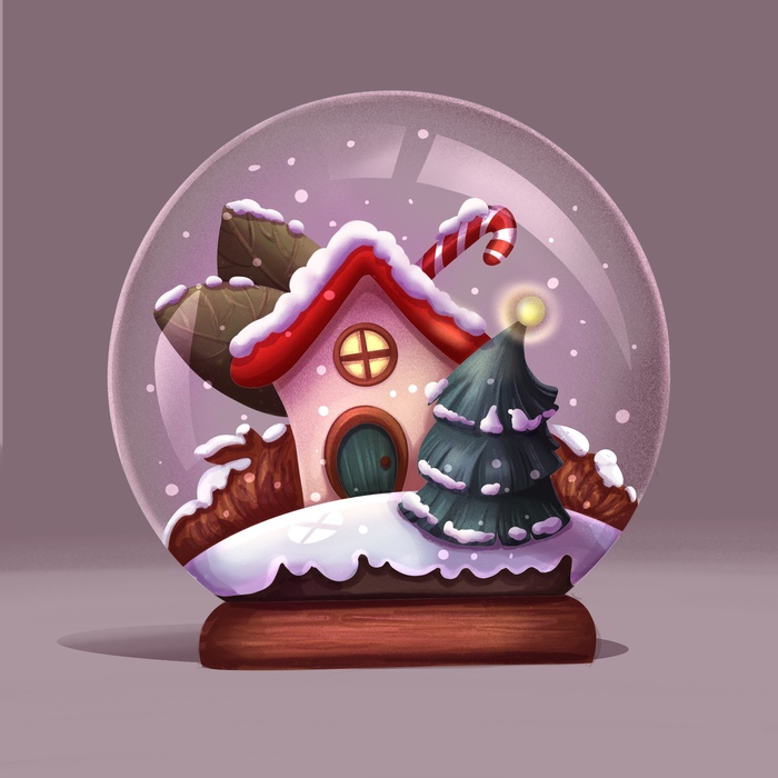 Иллюстрация Снежный шар в стиле 2d, детский, персонажи