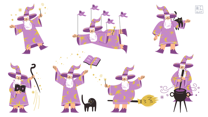 Иллюстрация wizard_character_design в стиле 2d | Illustrators.ru