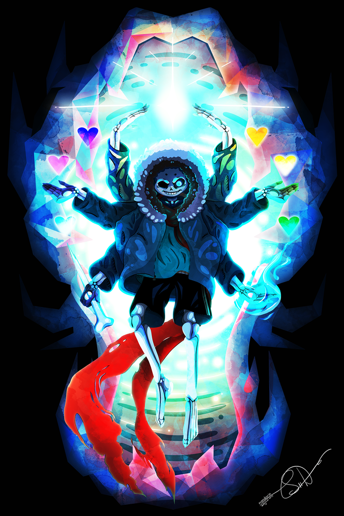 Иллюстрация Sans в стиле 2d, game dev, компьютерная графика