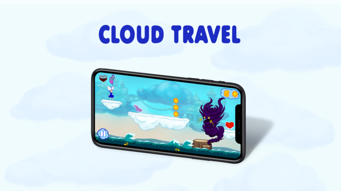 Иллюстрация cloud travel в стиле 2d, game dev | Illustrators.ru