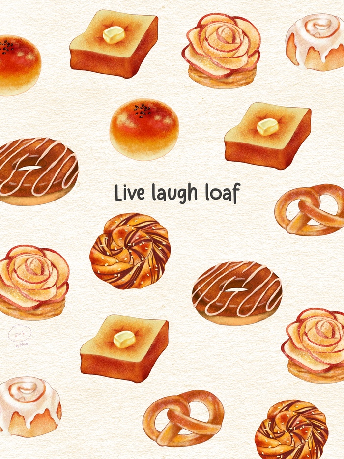 Иллюстрация Bread postcard в стиле 2d | Illustrators.ru