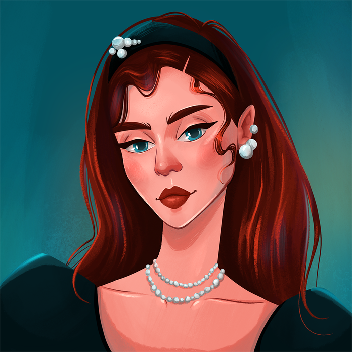 Иллюстрация Дама с сережкой в стиле 2d | Illustrators.ru