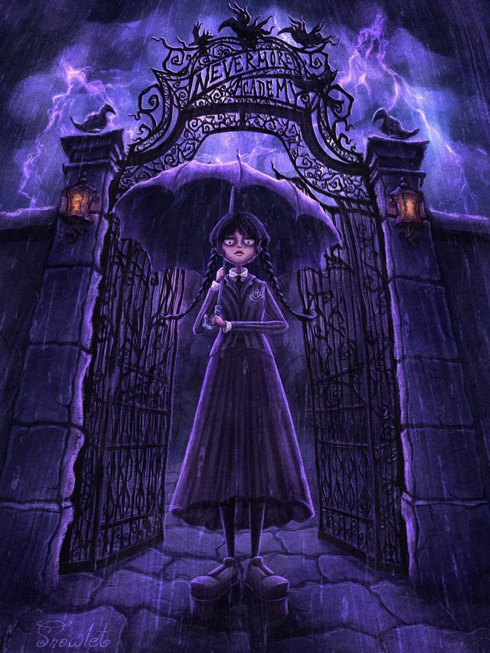 Иллюстрация Wednesday & Nevermore Academy в стиле персонажи