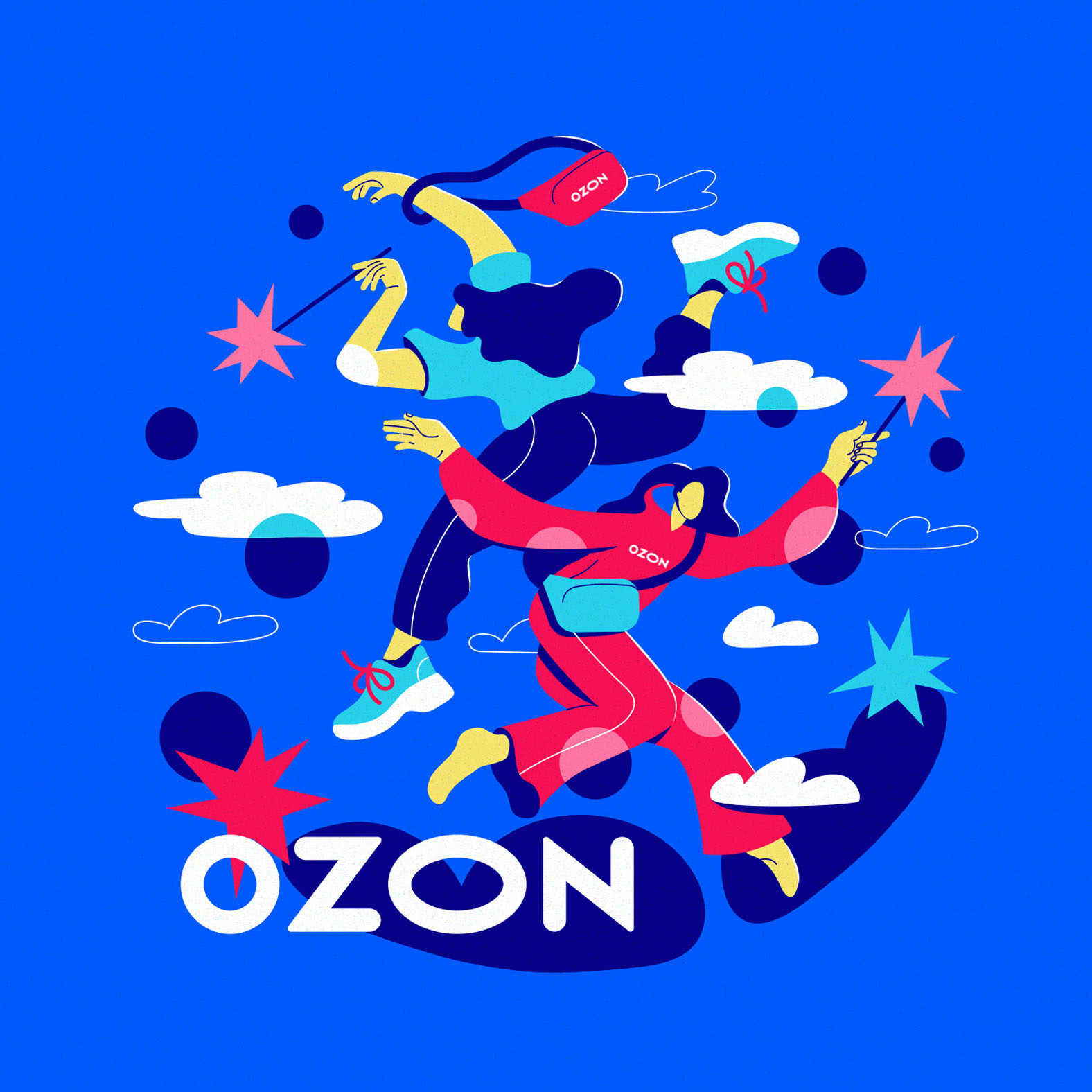 Иллюстрация Иллюстрация для росписи пункта выдачи Ozon в стиле