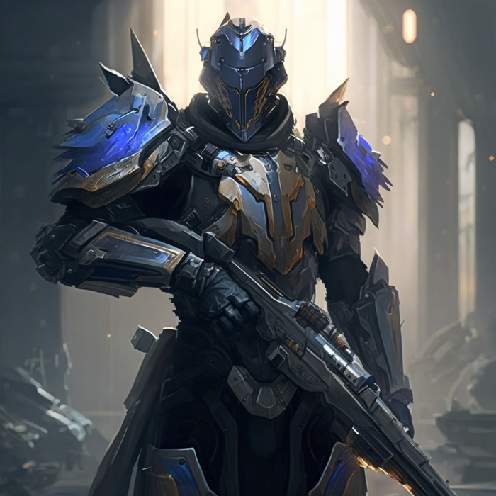 Иллюстрация футуристичный рыцарь | Illustrators.ru