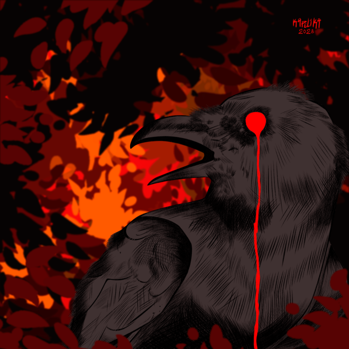 Иллюстрация raven в стиле 2d, графика, концептуальный