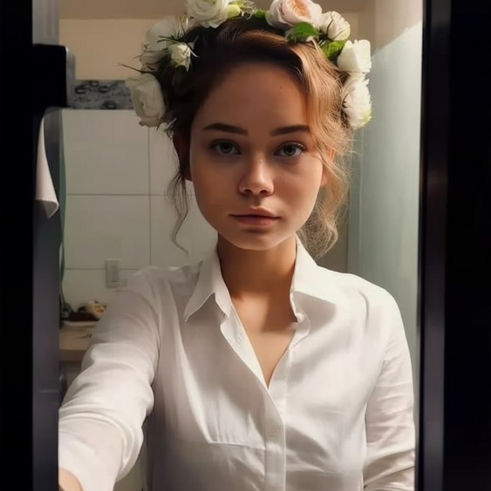 Иллюстрация Девушка с венком в стиле 3d, cg | Illustrators.ru