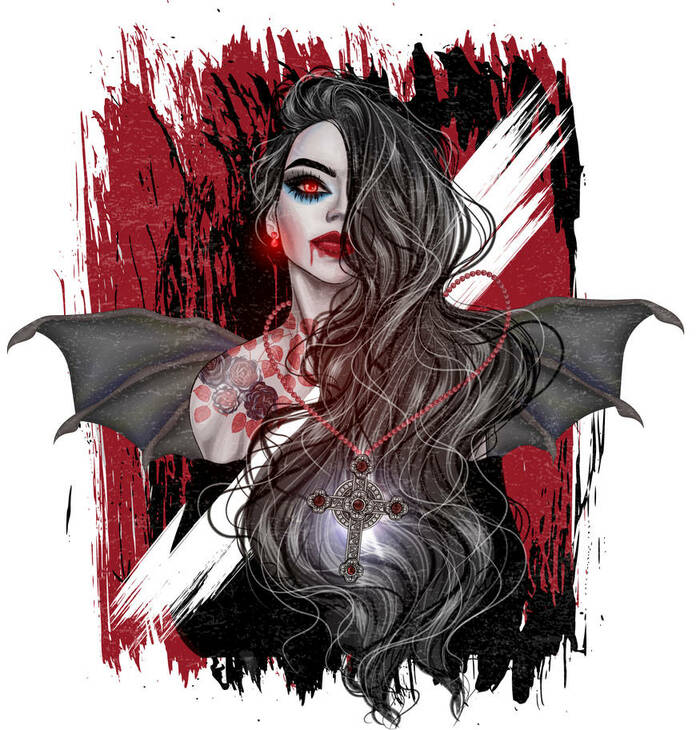 Иллюстрация Vampire в стиле 2d, game dev, готический