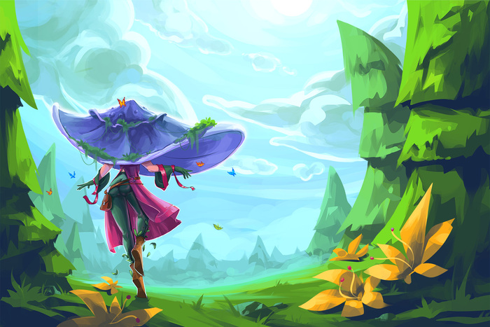 Иллюстрация Spring Witch в стиле пейзаж | Illustrators.ru