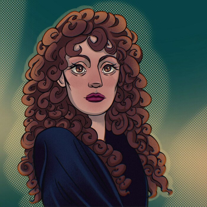 Иллюстрация Кудрявая девчонка в стиле 2d | Illustrators.ru