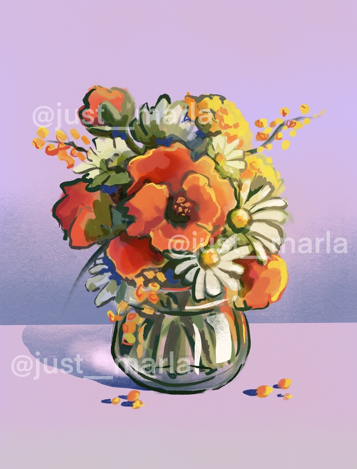 Иллюстрация Ваза с цветами в Procreate в стиле 2d | Illustrators.ru